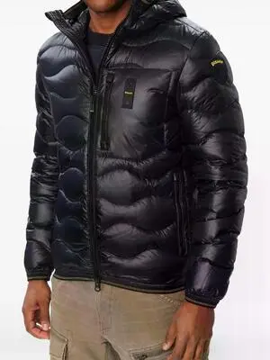 BLAUER. Wave Quilted Hooded Jacket - Blue