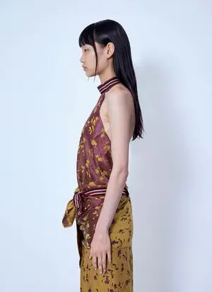 Dries Van Noten Halter Neck Floral Blouse