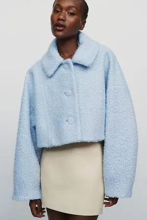 Maeve Boxy Micro Coat Jacket - Sky