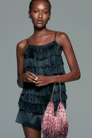 Maeve Beaded Frge Bag - Wine