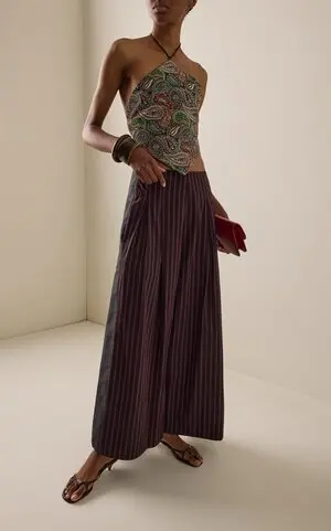 Chan Luu Techno Taffeta Half-half Wide-leg Trousers