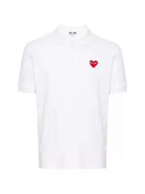 Play Comme Des Garcon Heart-patch Polo Shirt - White