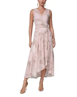 Donna Karan New York Faux Wrap Chiffon Midi Dress - Soft Lilac
