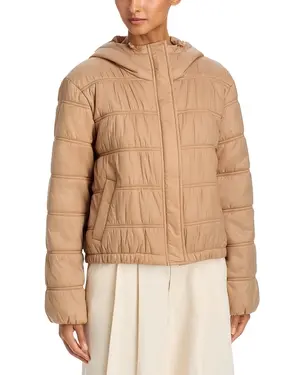 Eileen Fisher Ruched Nylon Hooded Jacket