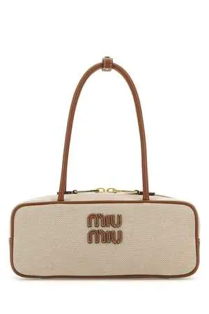 Miu Miu Beau Shoulder Handbag In Canvas With Calf Leather - Multicoloured