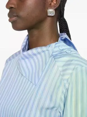 TRAME AUREE Striped Asymmetric-collar Shirt