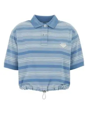 Prada Embroidered Piquet Polo Shirt For - Stripped