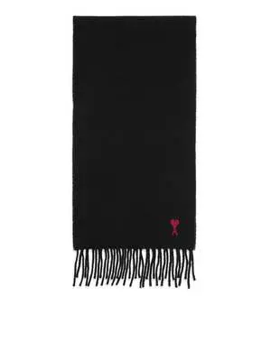 AMI Paris De Coeur Scarf In Wool - Black