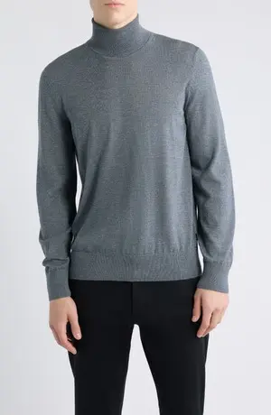 BOSS Musso Virgin Wool Turtleneck Sweater - Medium Grey