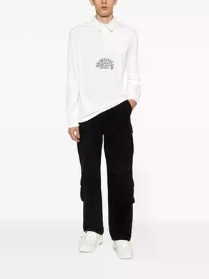 PALMES Slogan-print Long-sleeved Polo Shirt - White