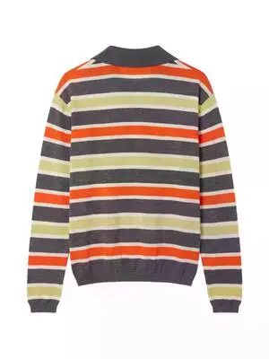 ZANKOV Ryan Striped Merino Polo - Grey