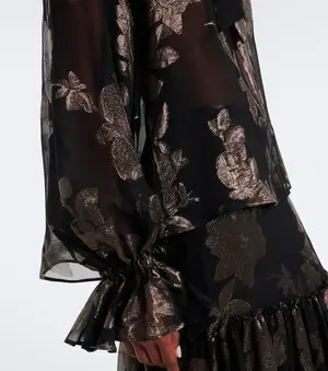 Etro Tie-neck Silk-blend Fil Coupé Blouse