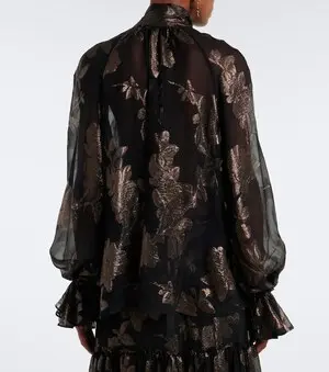 Etro Tie-neck Silk-blend Fil Coupé Blouse