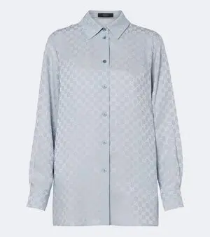 Gucci Gg Silk Jacquard Shirt - Blue