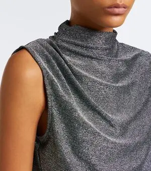 Veronica Beard Mylie Jersey Lamé Top