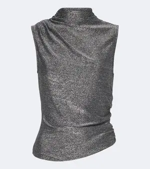 Veronica Beard Mylie Jersey Lamé Top - Silver