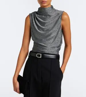Veronica Beard Mylie Jersey Lamé Top - Silver