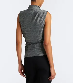 Veronica Beard Mylie Jersey Lamé Top - Silver