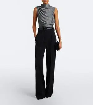 Veronica Beard Mylie Jersey Lamé Top - Silver