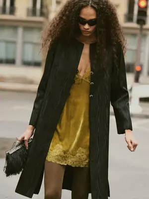 REFORMATION Cailen Velvet Dress - Yellow