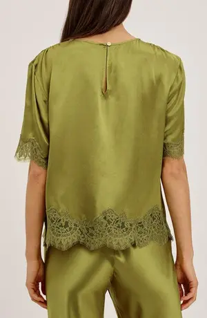 Rails Sonora Lace Trim Top - Celery