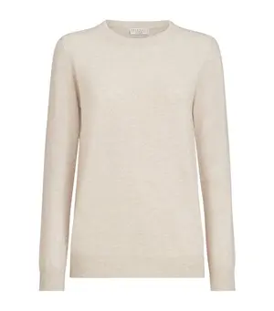Brunello Cucinelli Cashmere Monili-detail Crew-neck Sweater - Grey