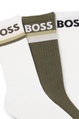 BOSS Three-pack Of Bamboo-blend Ankle Socks With Logos