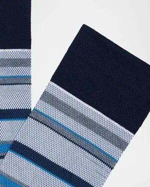 Marcoliani Apos;s 3-pack Pima Cotton Crew Socks - Blue Pattern