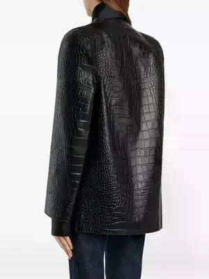 Khaite Sadie Coat In Croc-embossed Leather