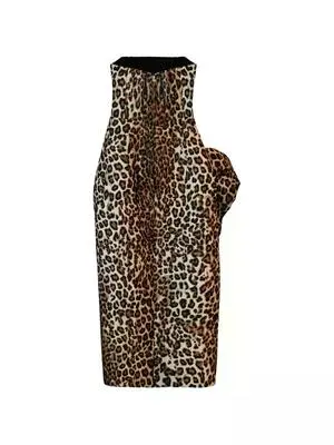 Givenchy Long Bustier Dress In Leopard Jacquard With Bow