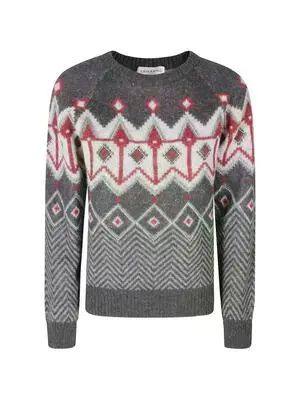 ERMANNO FIRENZE Geometric-pattern Sequin-embellished Sweater - Grey