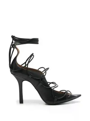 Patrizia Pepe Lace-up Leather Sandals - Black
