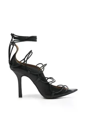 Patrizia Pepe Lace-up Leather Sandals - Black