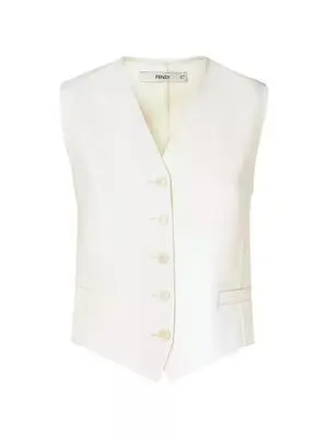 Fendi Ivory Wool Gilet - White