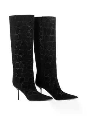 LE SILLA Bella Croc-embossed Pointed-toe Boots