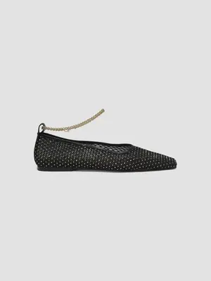 MARIA LUCA Augusta Crystal Mesh Ballet Flats - Black