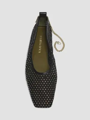 MARIA LUCA Augusta Crystal Mesh Ballet Flats