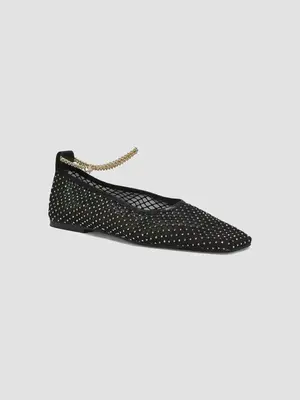 MARIA LUCA Augusta Crystal Mesh Ballet Flats