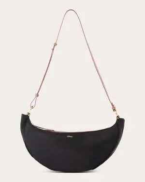ESTHERA Luna Crescent Shoulder Bag - Black