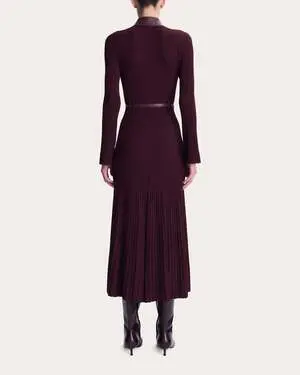 Simkhai Ismelle Knit Collared Zip-front Midi Dress