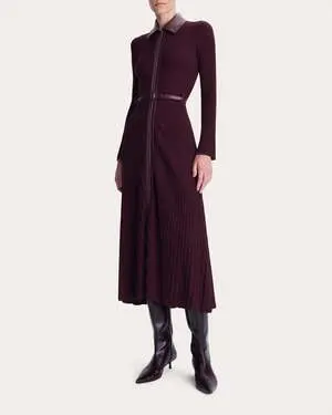 Simkhai Ismelle Knit Collared Zip-front Midi Dress
