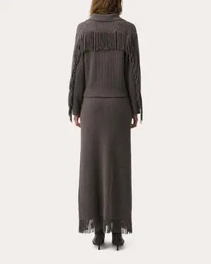 Simkhai Natalia Wool Fringe Polo Sweater