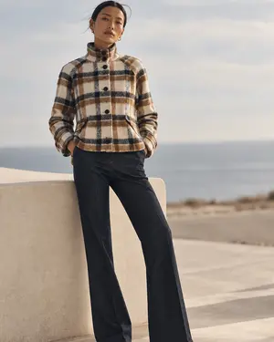 Simkhai Virelle Plaid Wool Funnel Jacket