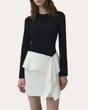Simkhai Noel Knit Twill Combo Draped Mini Dress