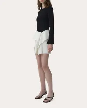 Simkhai Noel Knit Twill Combo Draped Mini Dress