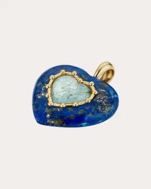 KATE COLLINS Lapis & Aquamarine Sacred Heart Pendant