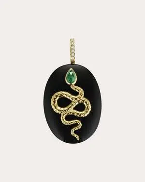 KATE COLLINS Small Onyx Serpent Cabochon Pendant - Black