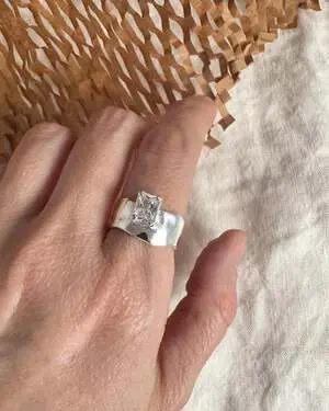 Lady Grey Cubic Zirconia Wade Ring - Silver