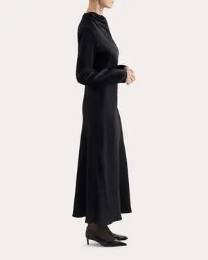 ARGENT Silk Charmeuse Draped Maxi Dress