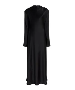 ARGENT Silk Charmeuse Draped Maxi Dress - Black